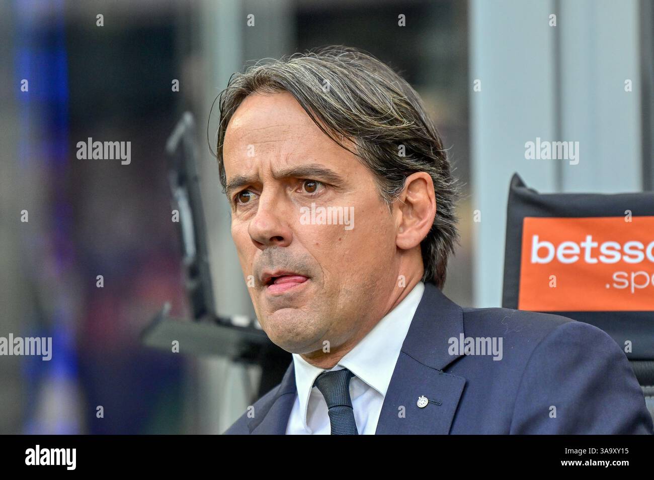 Milano, Italy. 30th Mar, 2025. Head coach Simone Inzaghi of Inter seen ...