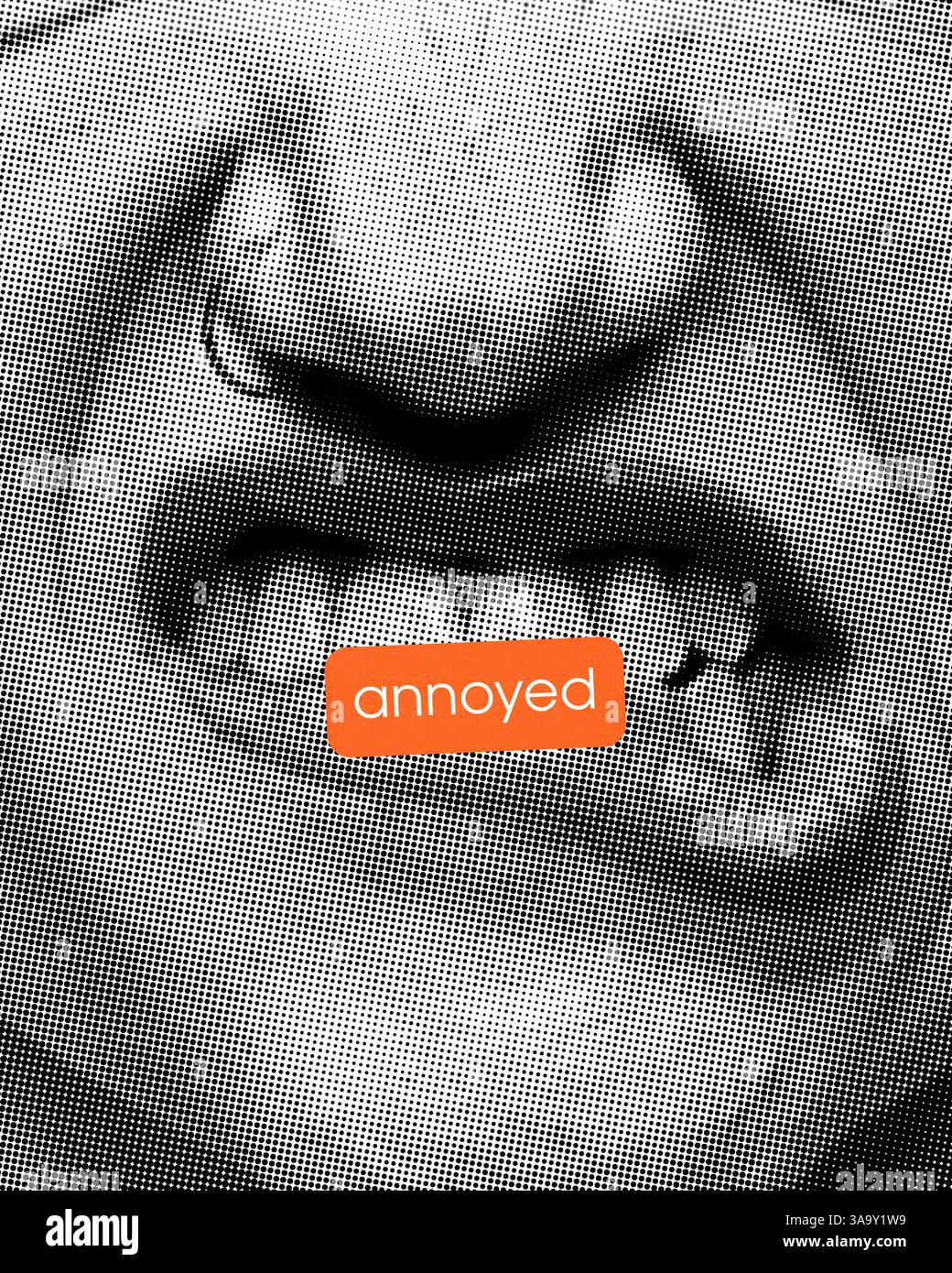 Annoyed. Contemporary art collage. Gritted teeth and tense facial ...