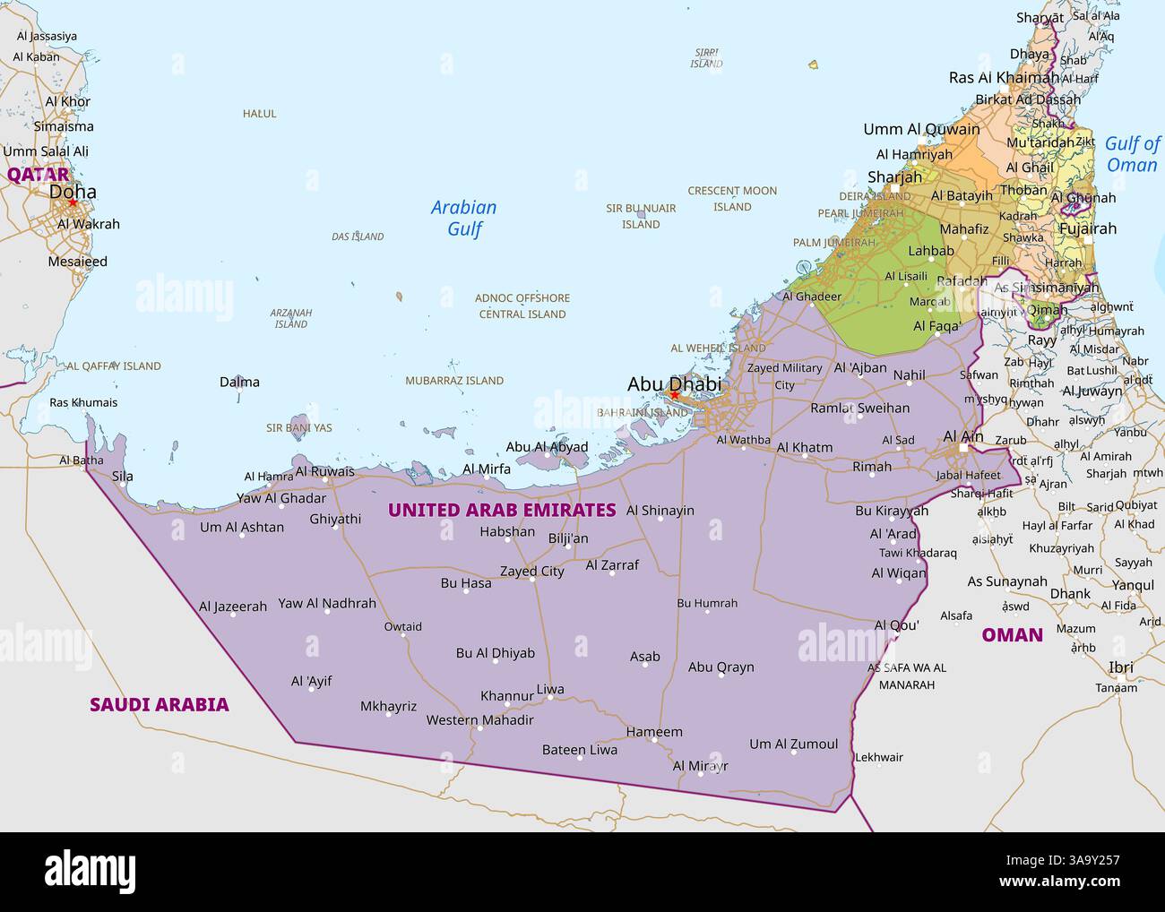 Political map of the United Arab Emirates Stock Vector Image & Art - Alamy