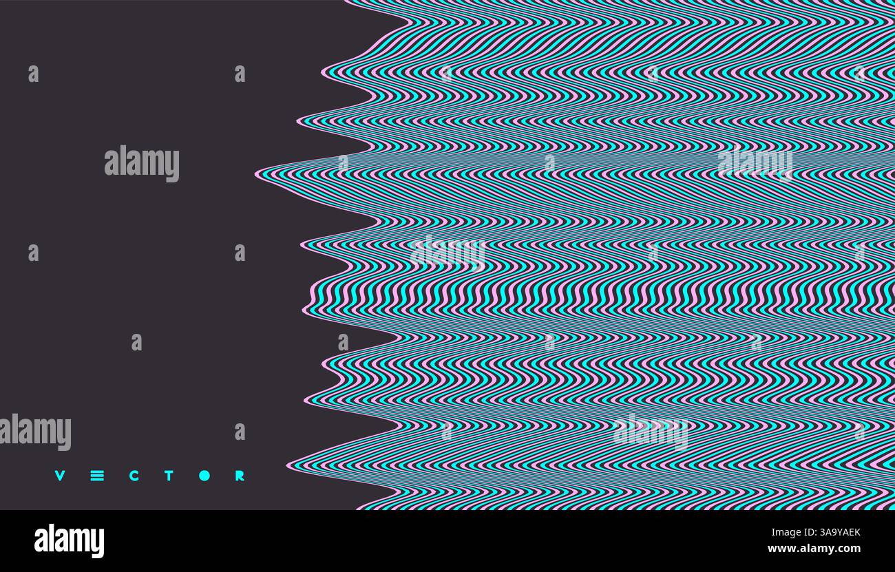 Optical illusion wave. Abstract background with glitch effect. Vector ...