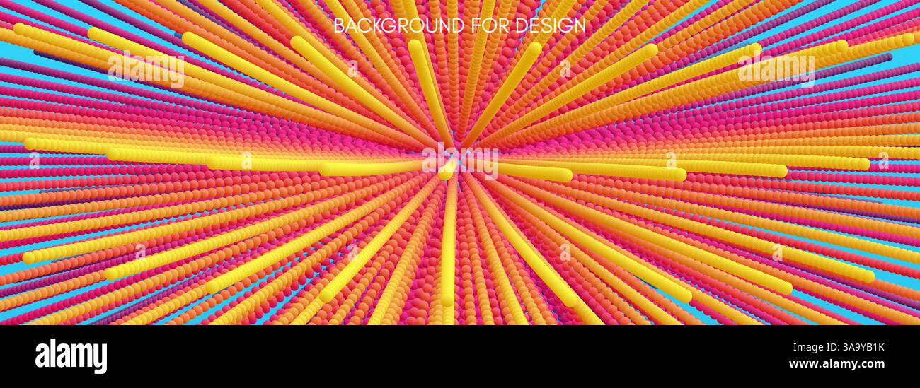 Point explode. Array with dynamic emitted particles. 3d technology style. Abstract background ...