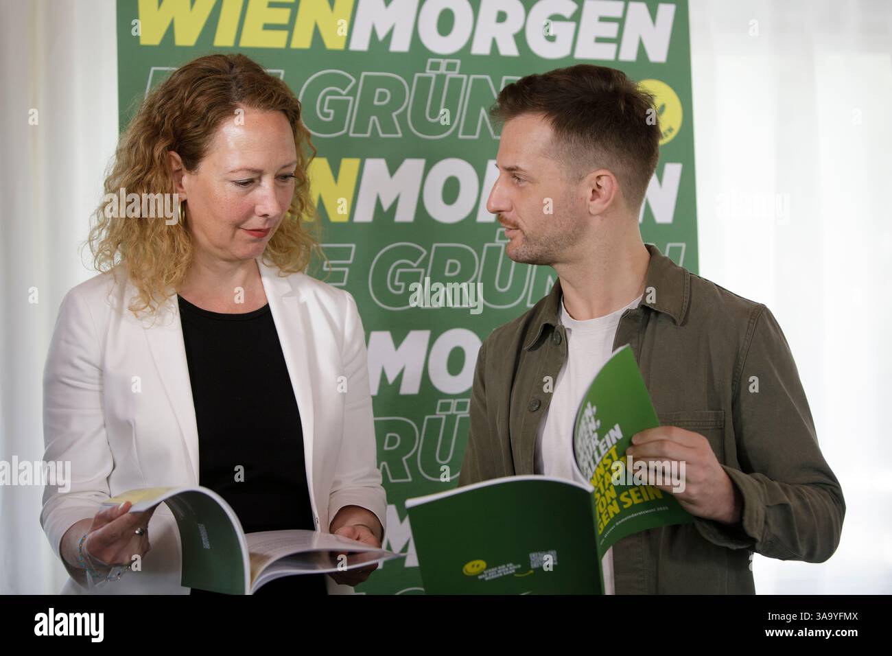 AUSTRIA; VIENNA; 20250331; Judith Puehringer (L.), top candidate for the upcoming Vienna ...