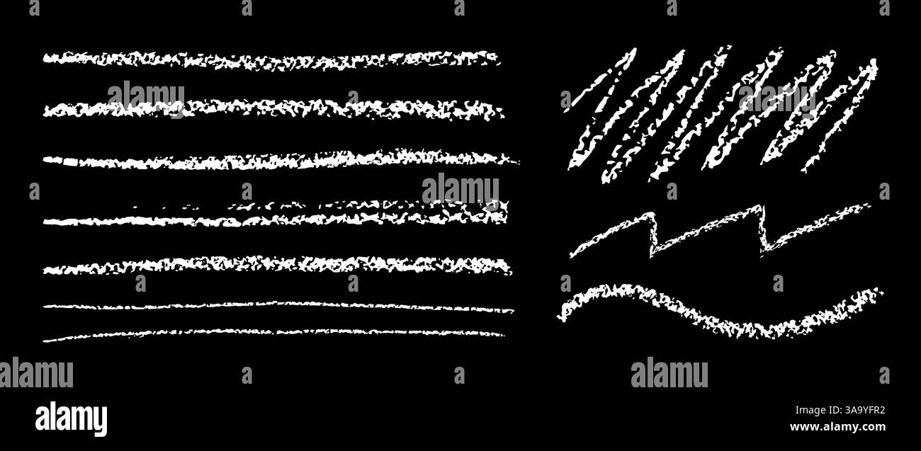 Chalk brush lines and scribbles set. Doodle hand drawn vector textured ...