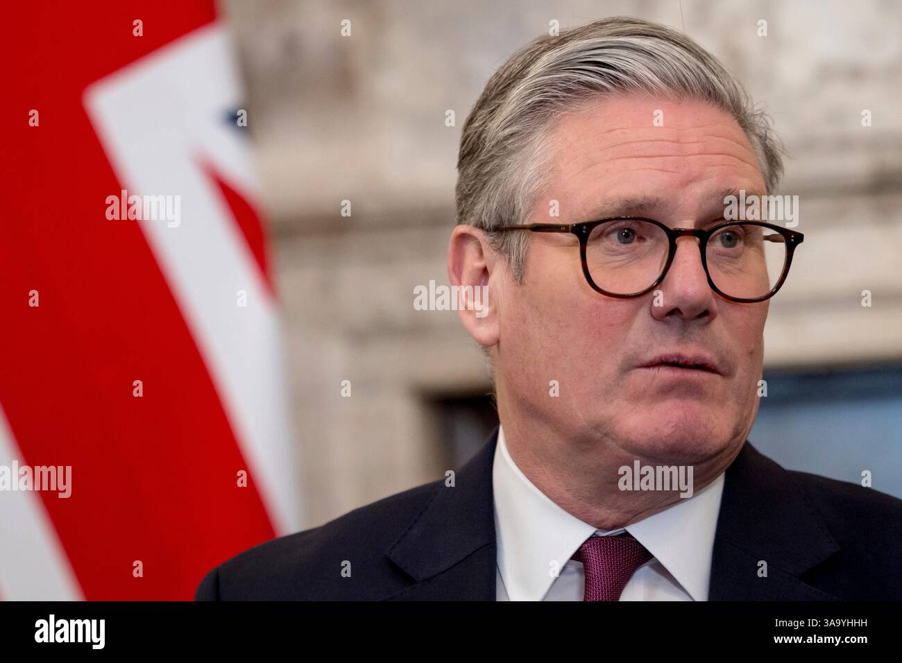British Prime Minister Keir Starmer holds a roundtable meeting at Number 10 Downing Street in ...