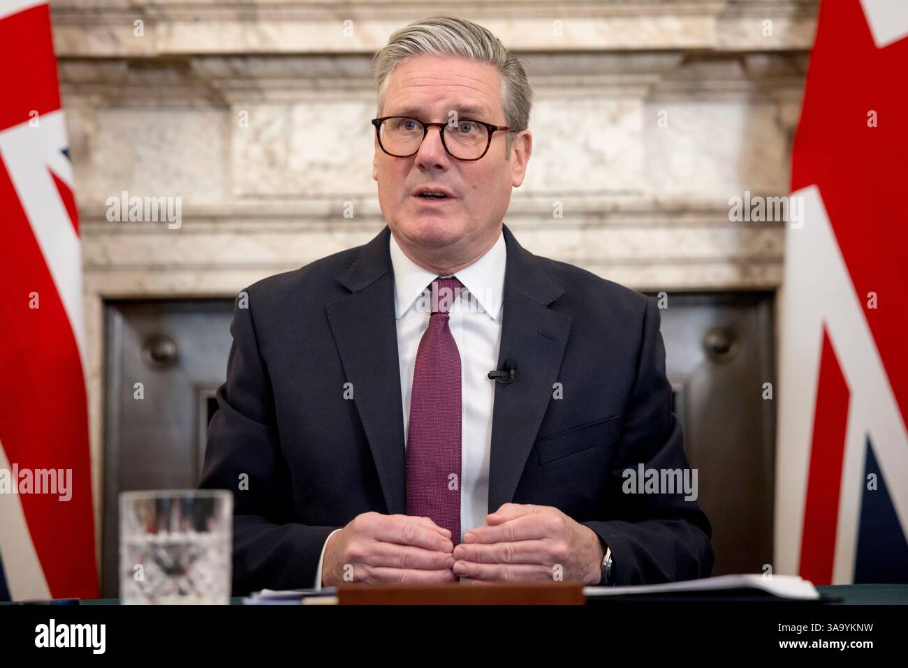 British Prime Minister Keir Starmer holds a roundtable meeting at ...