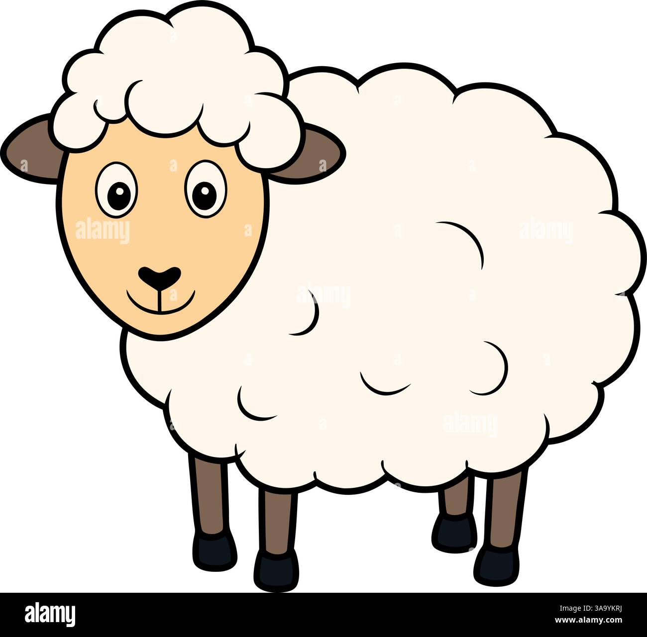 Fluffy white sheep with black hooves vector illustration Stock Vector ...