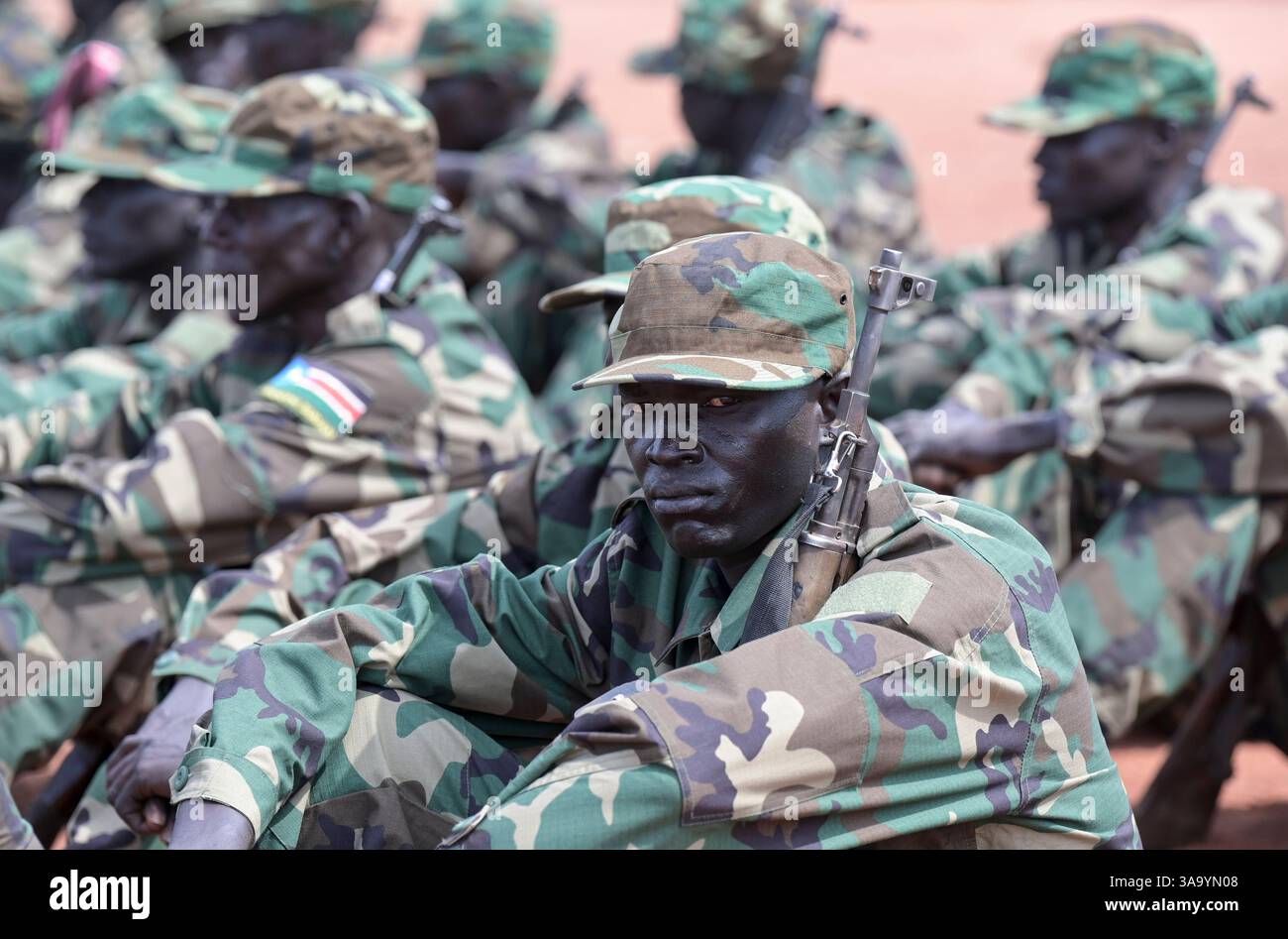 SOUTH-SUDAN, Lakes state, Rumbek, armed SPLA forces at airport ...