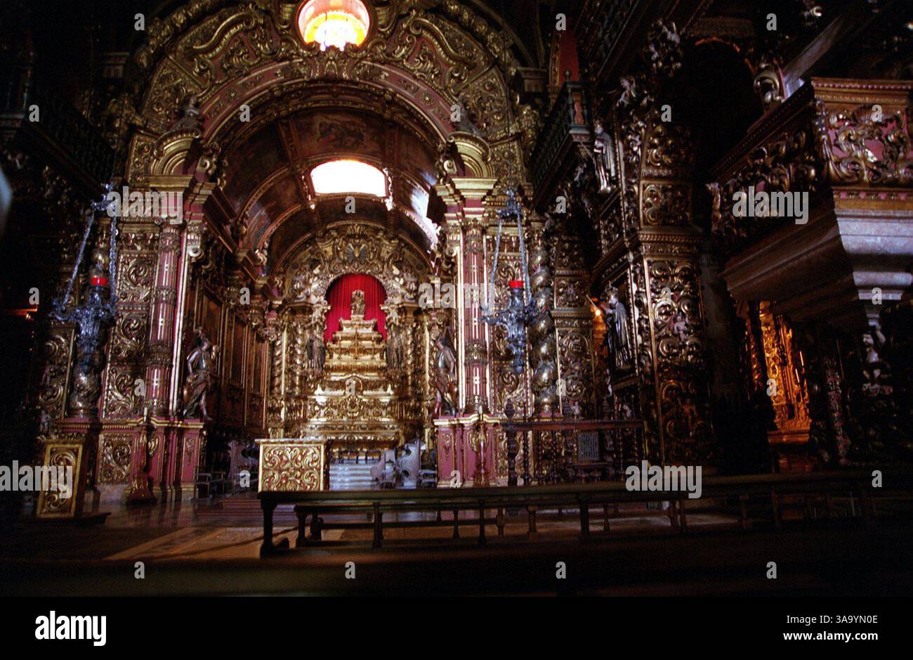 Ornate interior of the church of Sào Bento at the Our Lady of Monseratt ...