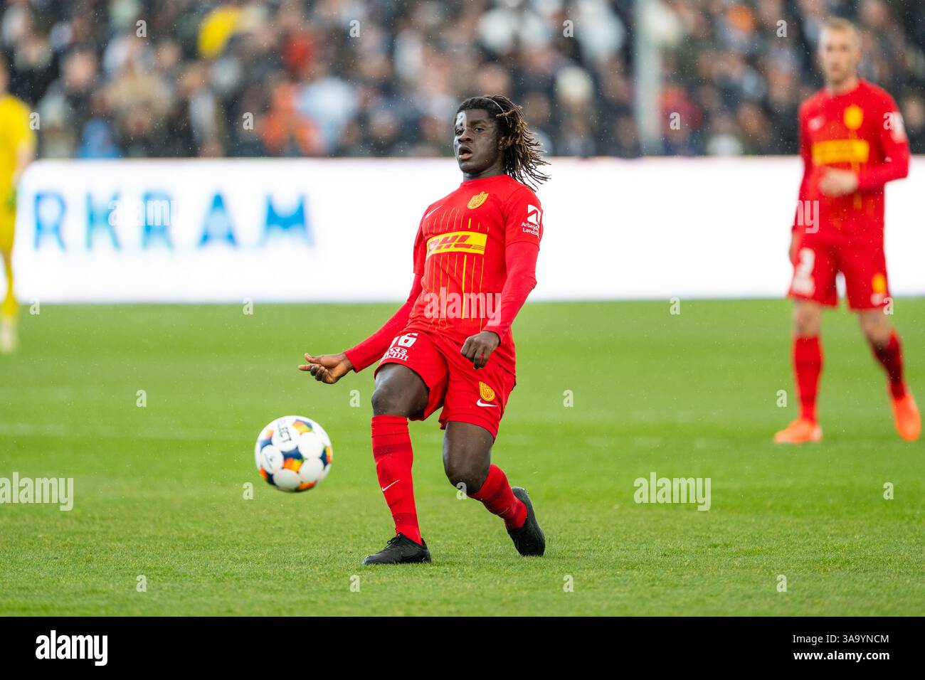 Aarhus, Denmark. 30th Mar, 2025. Caleb Yirenkyi (36) of FC ...