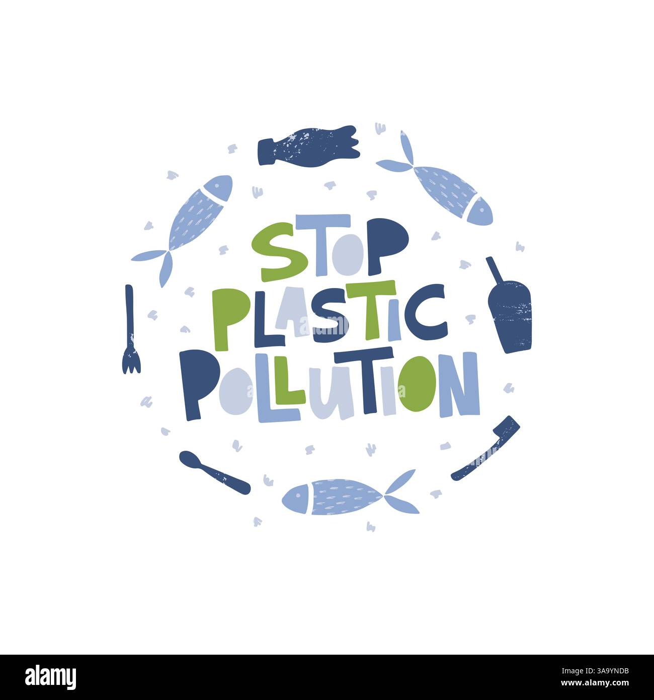 Stop plastic pollution message in round frame Stock Vector Image & Art ...