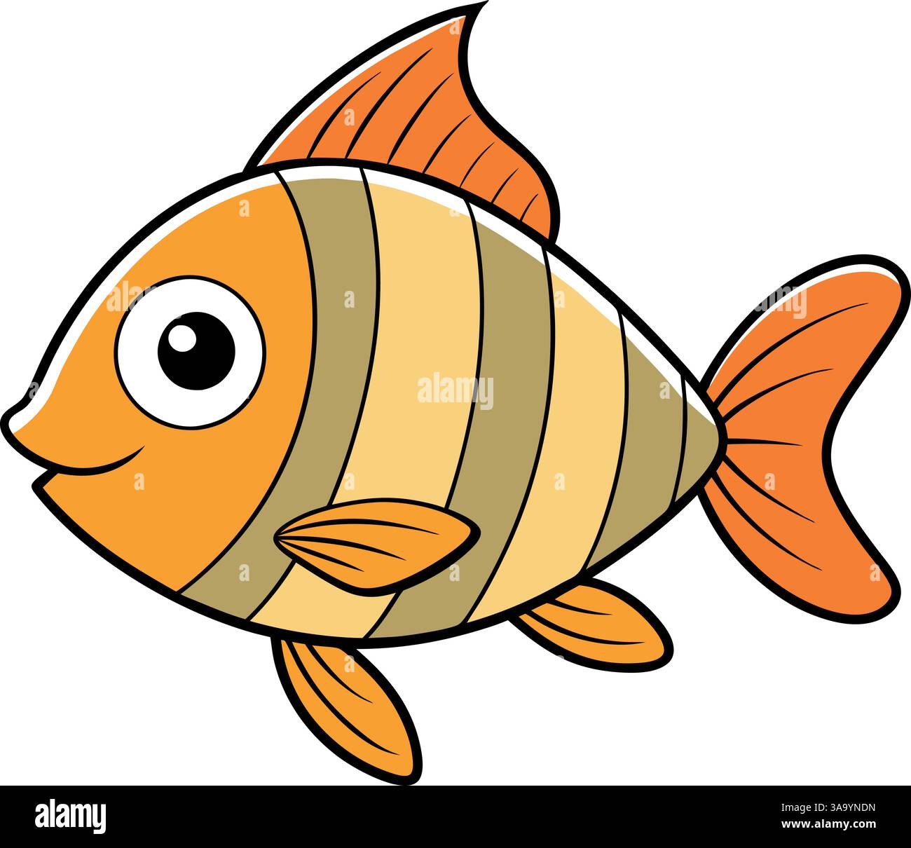 Orange striped cartoon fish vector illustration Stock Vector Image ...
