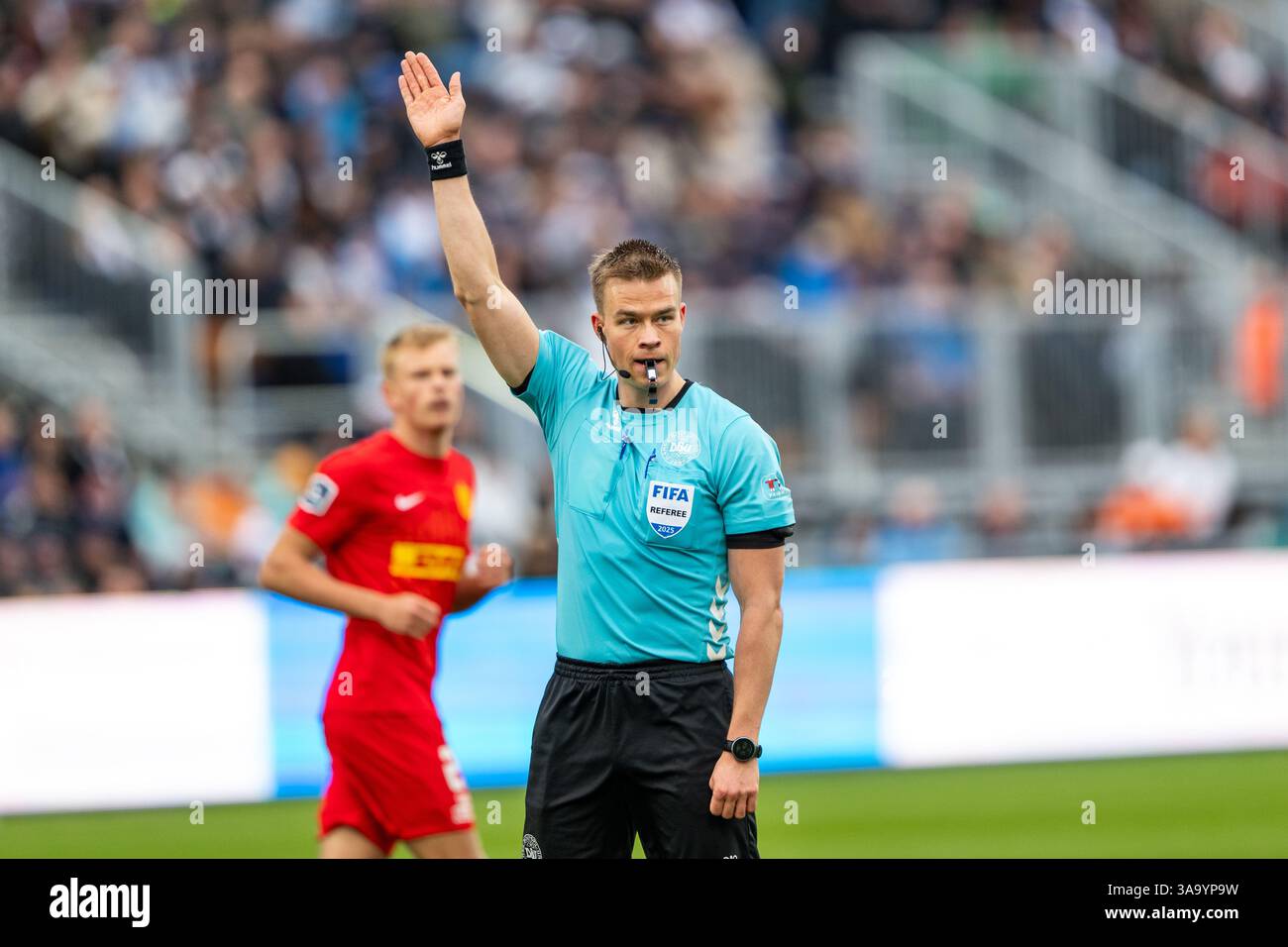 Aarhus, Denmark. 30th, March 2025. Referee Jacob Karlsen seen during ...