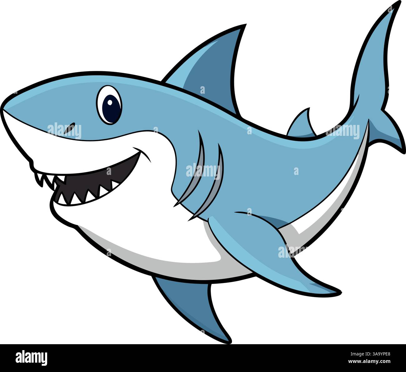 Cartoon shark with big smile vector illustration Stock Vector Image ...
