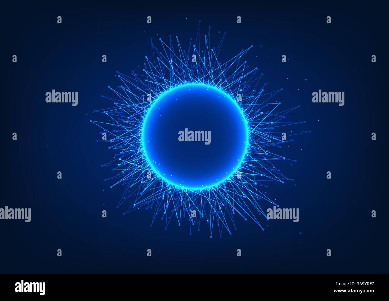 Abstract technology background. Circles with connecting and dispersing ...