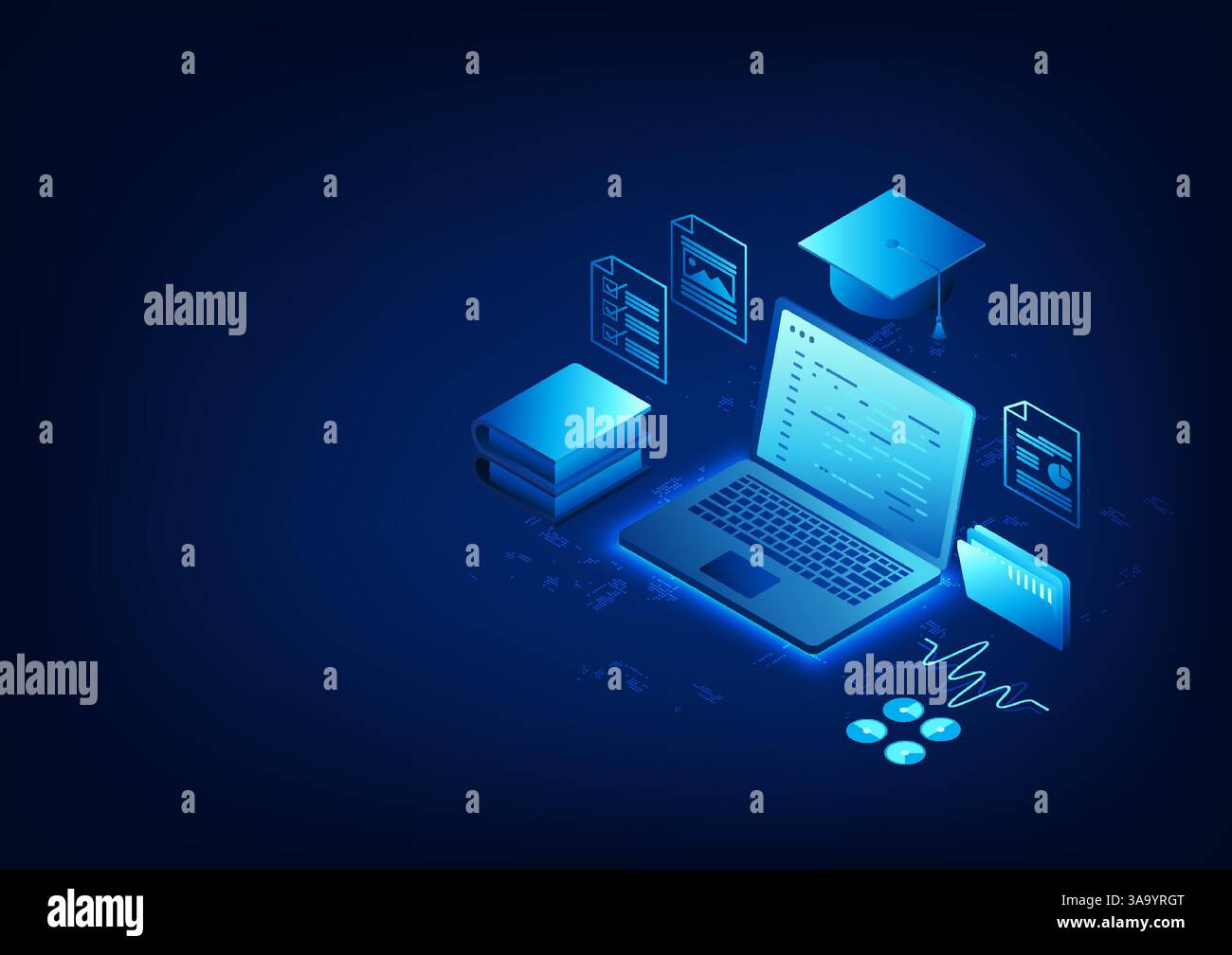 Education Technology Background, Computer with a Graduation Cap on Top ...