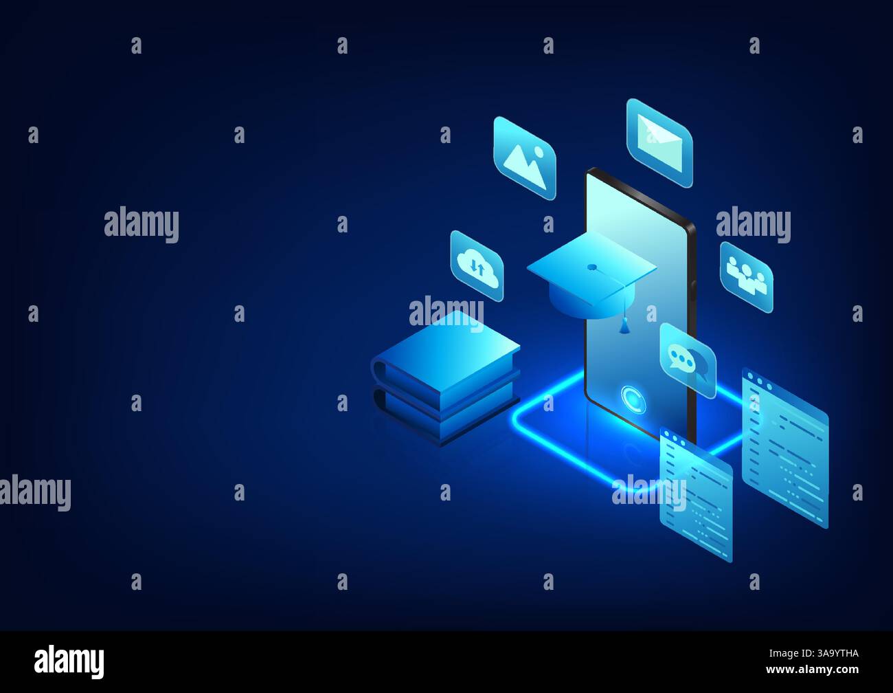 Education Technology Background, Smartphone with Graduation Cap on Top ...