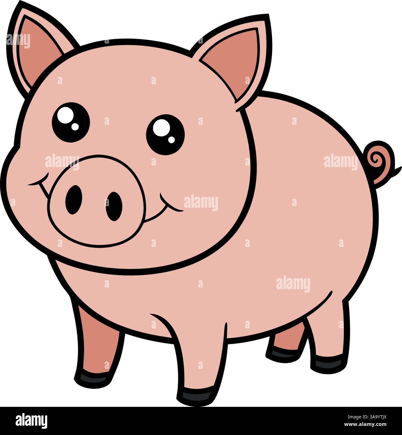 Cute pig with curly tail vector illustration Stock Vector Image & Art ...