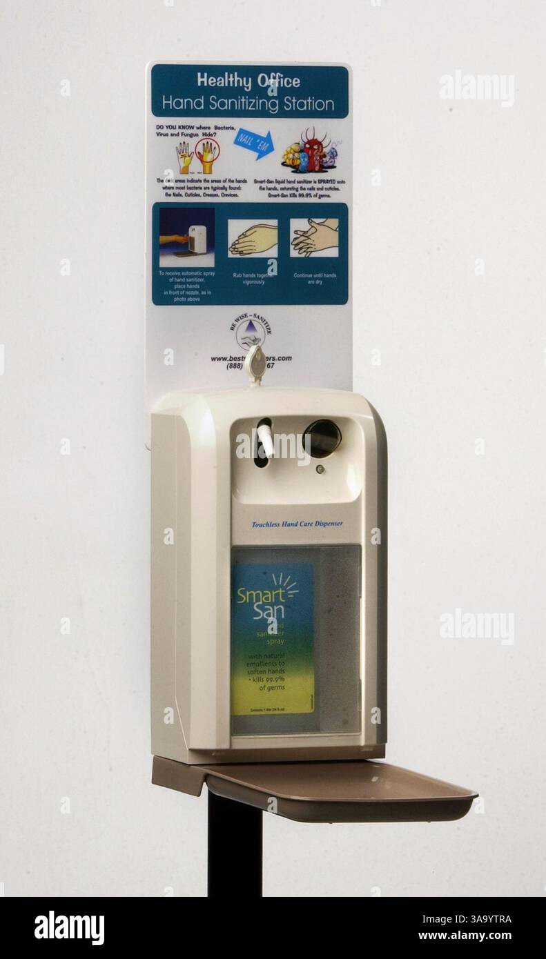 Smart San Sanitizer on a stand for the office. Sacramento Bee/ Andy ...