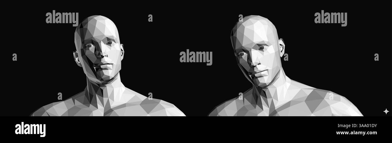 Abstract digital human head. Time to think. Minimalistic design for ...