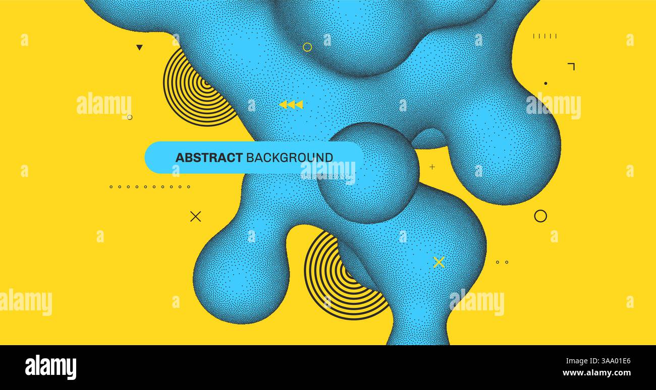 Abstract three-dimensional composition in dotwork style. Pointillism ...