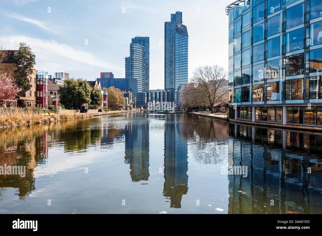 View across City Road Basin from Regent's Canal, Islington, London, UK ...
