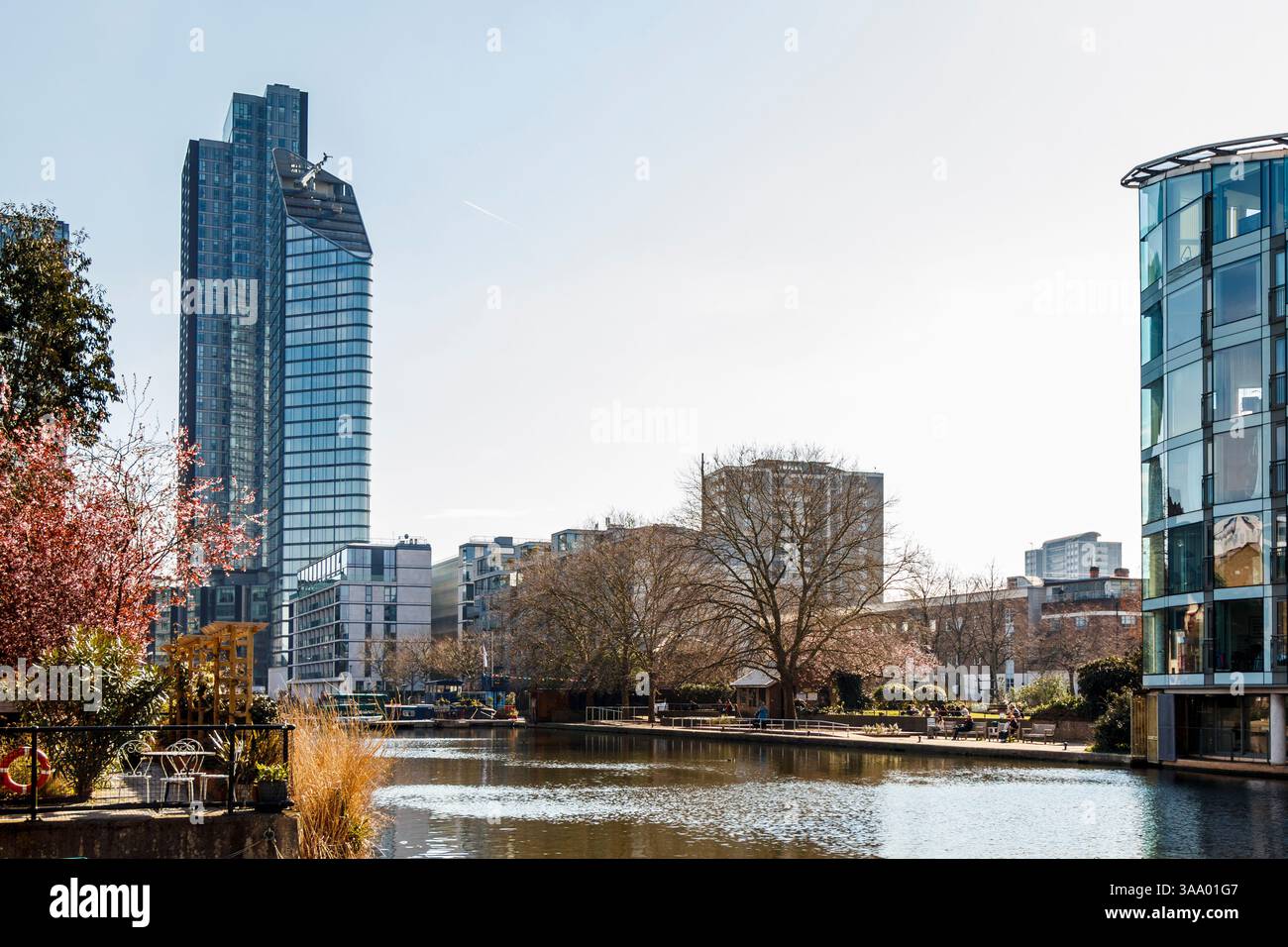 View across City Road Basin from Regent's Canal, Islington, London, UK ...