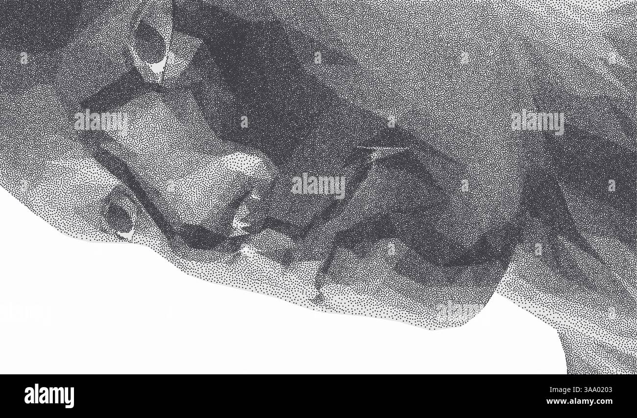 Man's face looking down. Abstract digital human head. Minimalistic ...