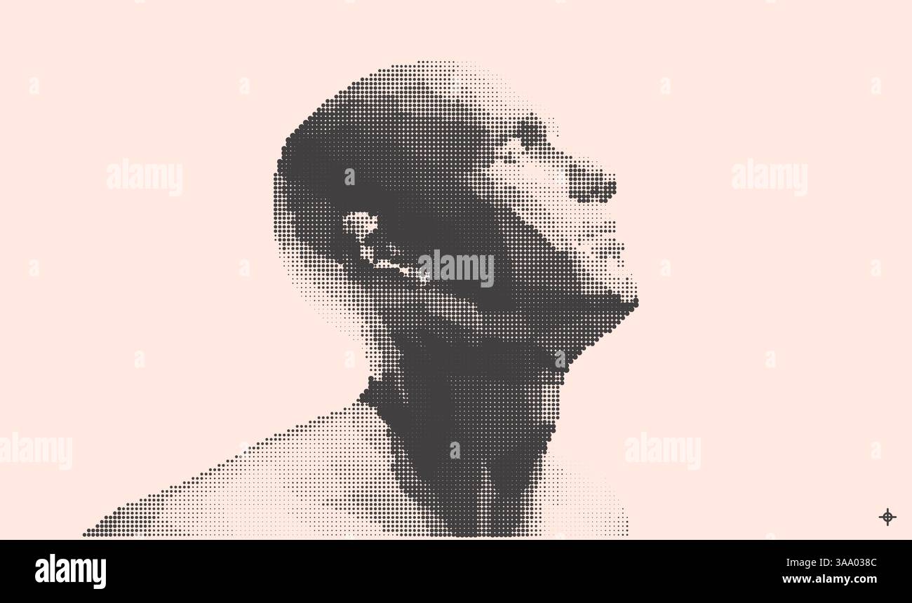 Man looking up. Abstract digital human head. Minimalistic design for ...
