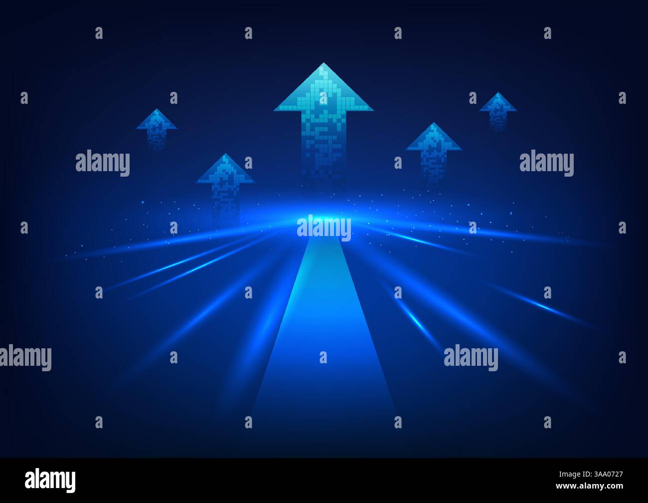 Technology abstract background. Path with arrows in front. Shows the ...