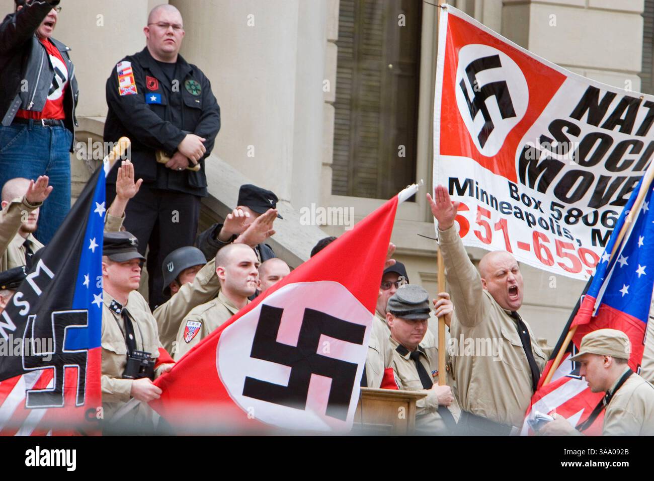 Apr 22, 2006; Lansing, Michigan, USA; Members of the National Socialist ...