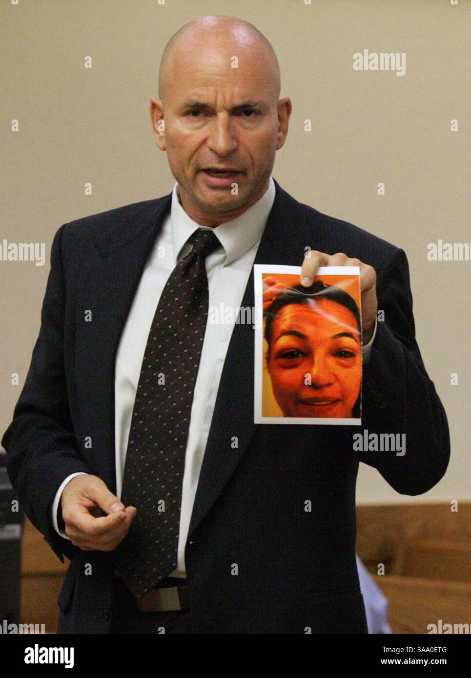 Apr 25, 2006; Honolulu, HI, USA; Attorney STEVE BARTA shows the court a ...