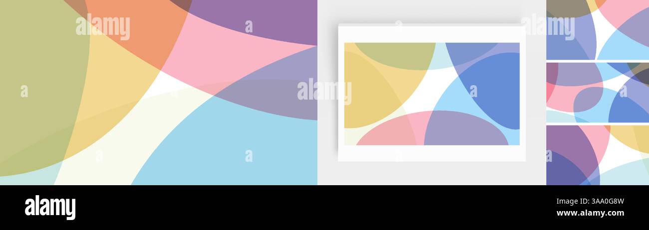 Abstract background with translucent overlapping coloured shapes. Modern design. 3d vector ...
