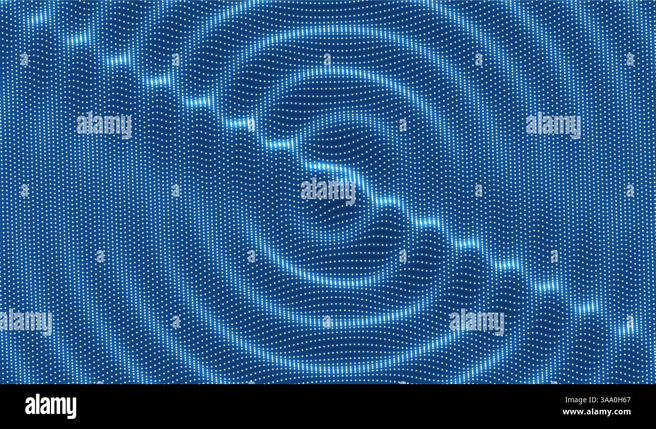 3D wavy background with ripple effect. Grid surface with particle ...