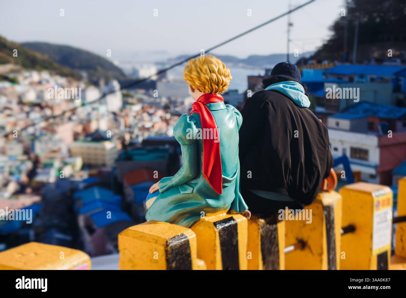 View of Little Prince statue and desert Fox sculpture figure in ...
