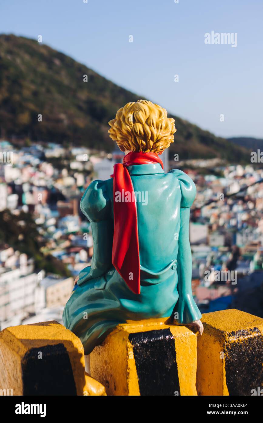 View of Little Prince statue and desert Fox sculpture figure in ...