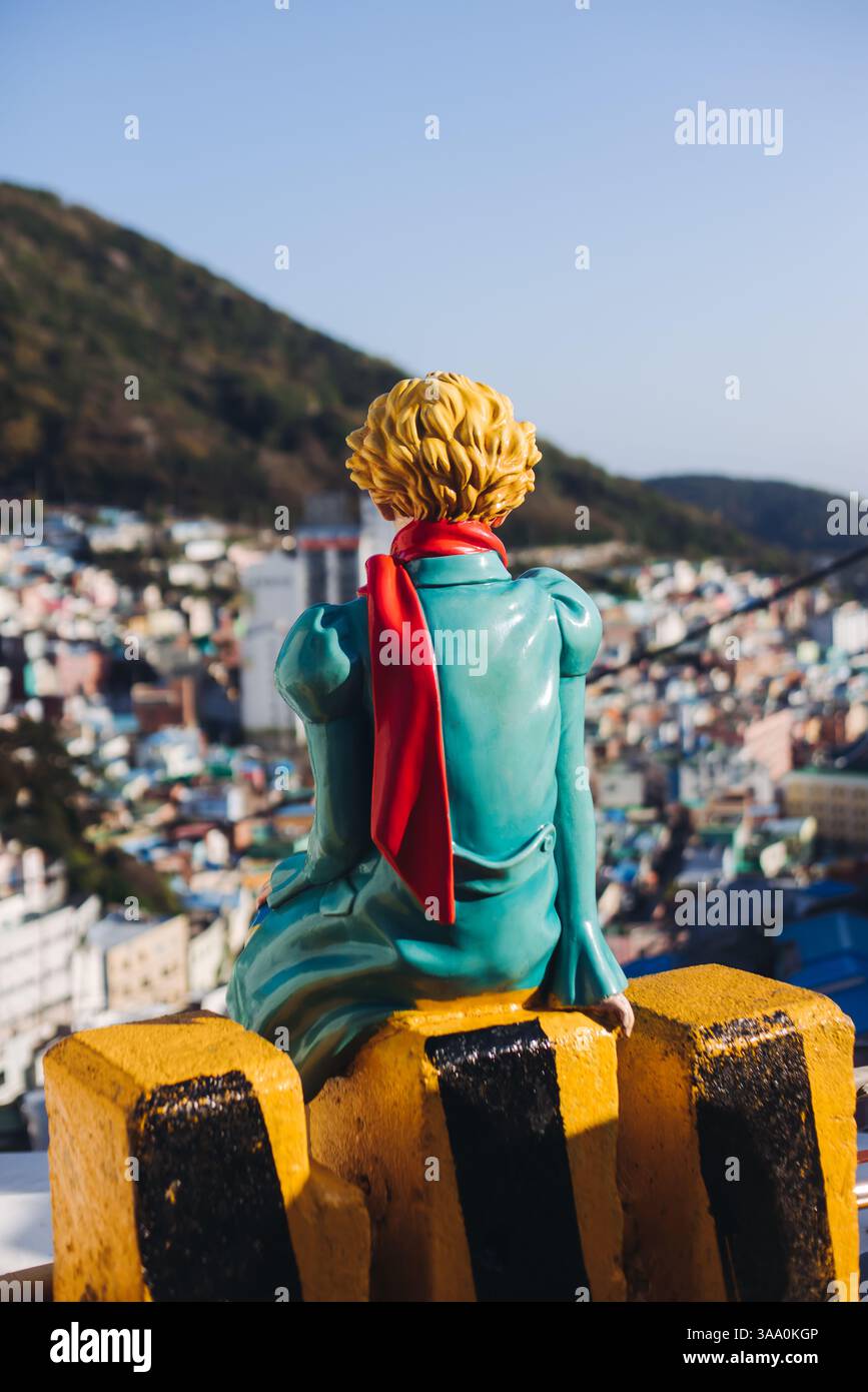 View of Little Prince statue and desert Fox sculpture figure in ...