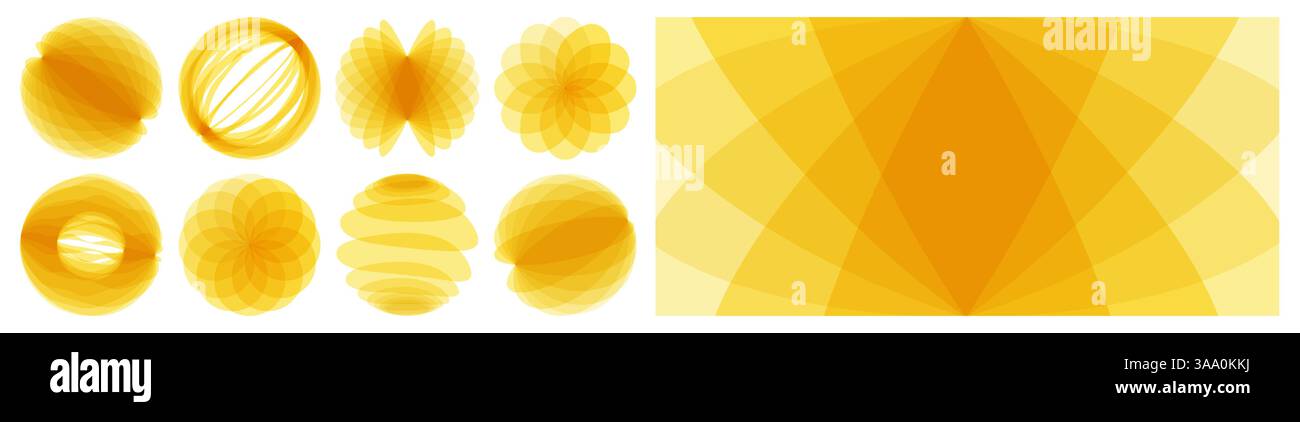 Abstract geometrical background. Set of spheres. 3d vector elements made of various overlapping ...