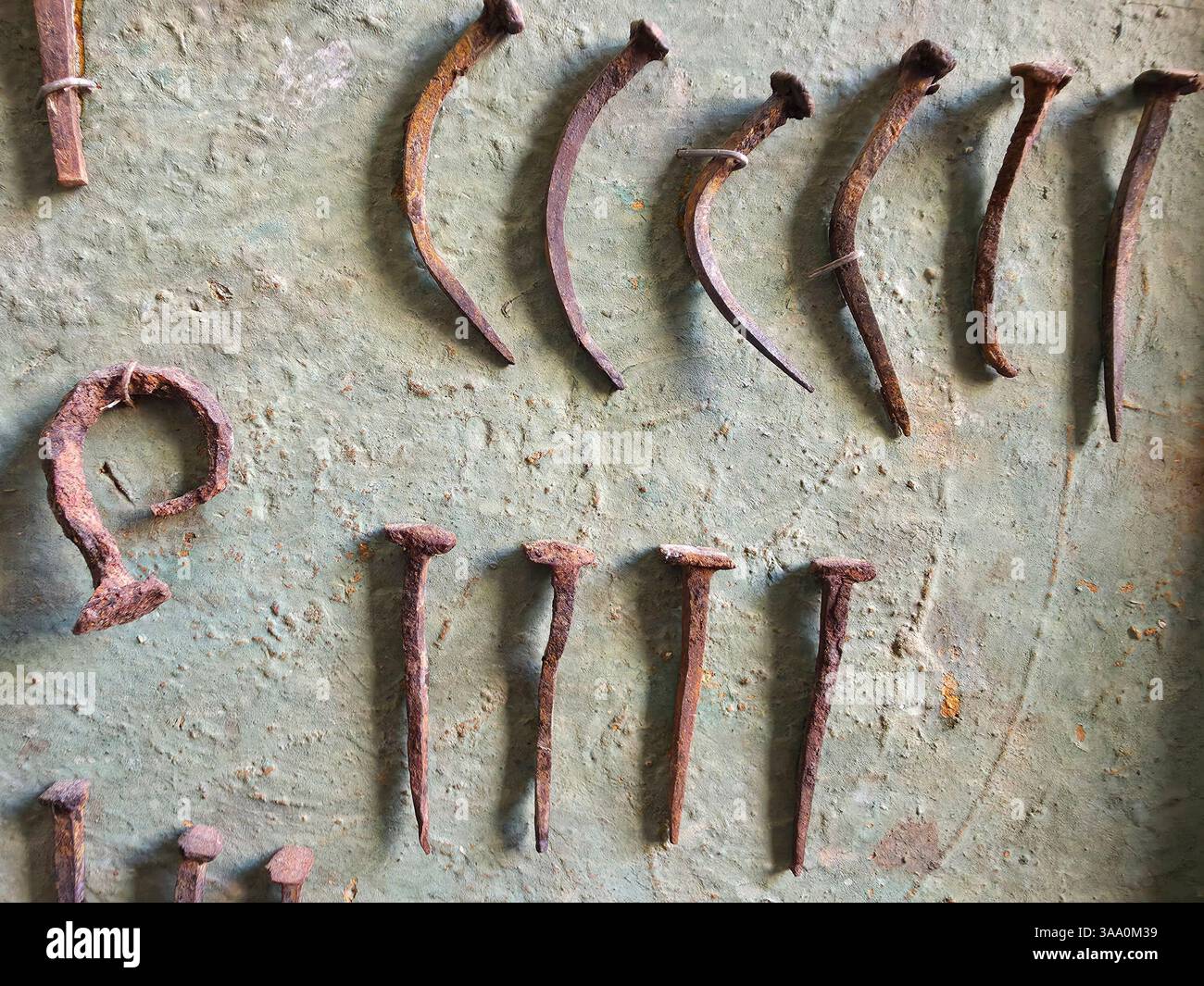 Old rusted spikes in Bussana Vecchia artist retreat medieval village ...