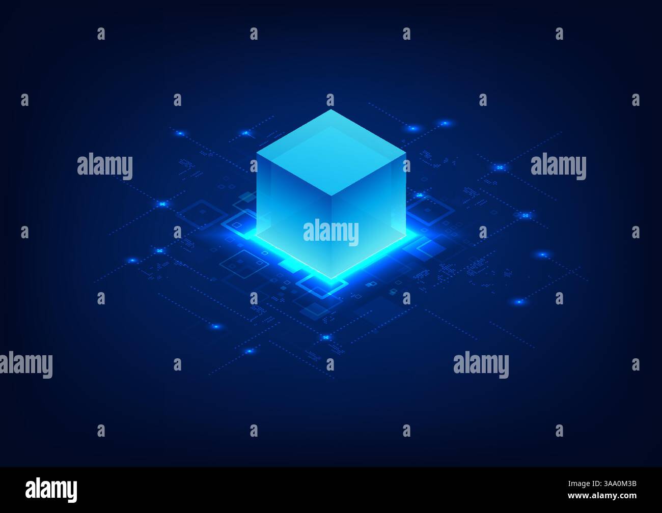 Blockchain technology background. Blockchain technology box in the shape of a piggyback ...
