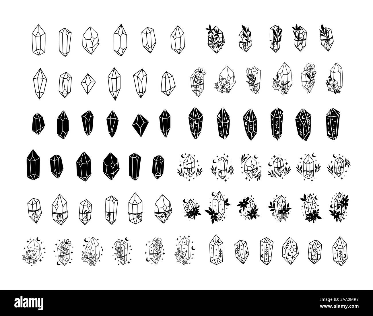 Witchcraft magical symbol crystal Black and White Stock Photos & Images ...