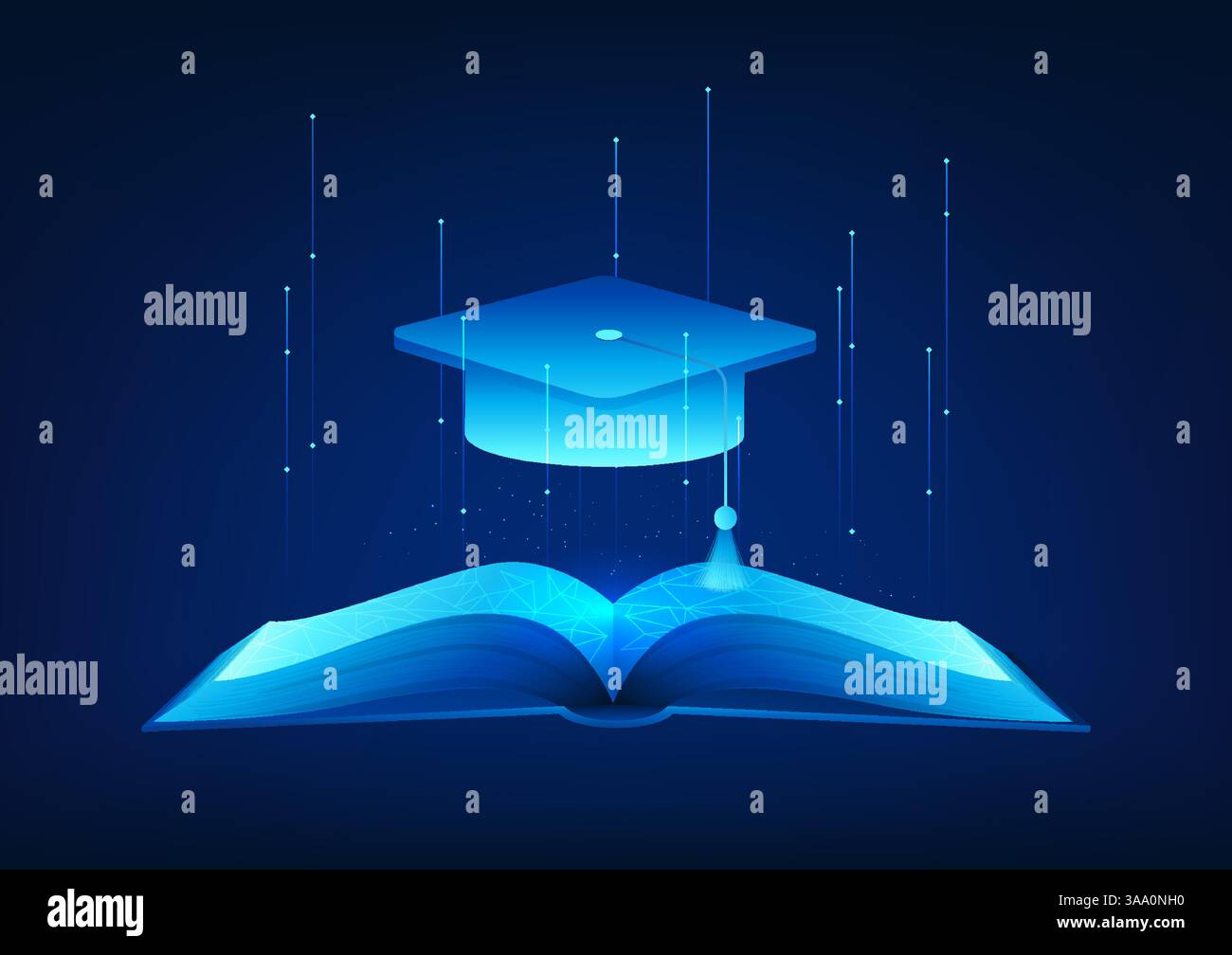 Educational Technology A book with degree cap on top represents modern education that uses ...