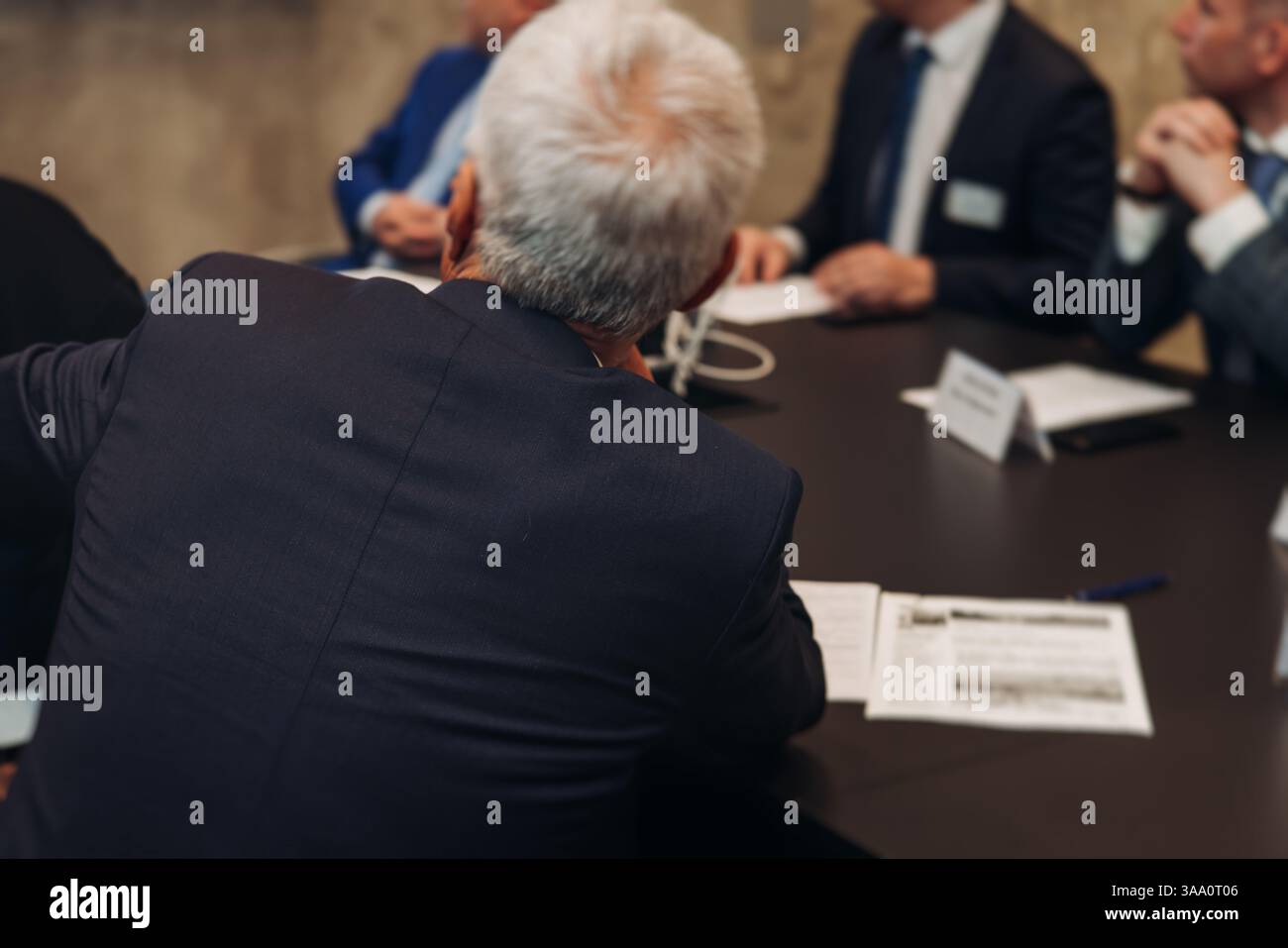 Board of directors in meeting room, Company executive director and ...