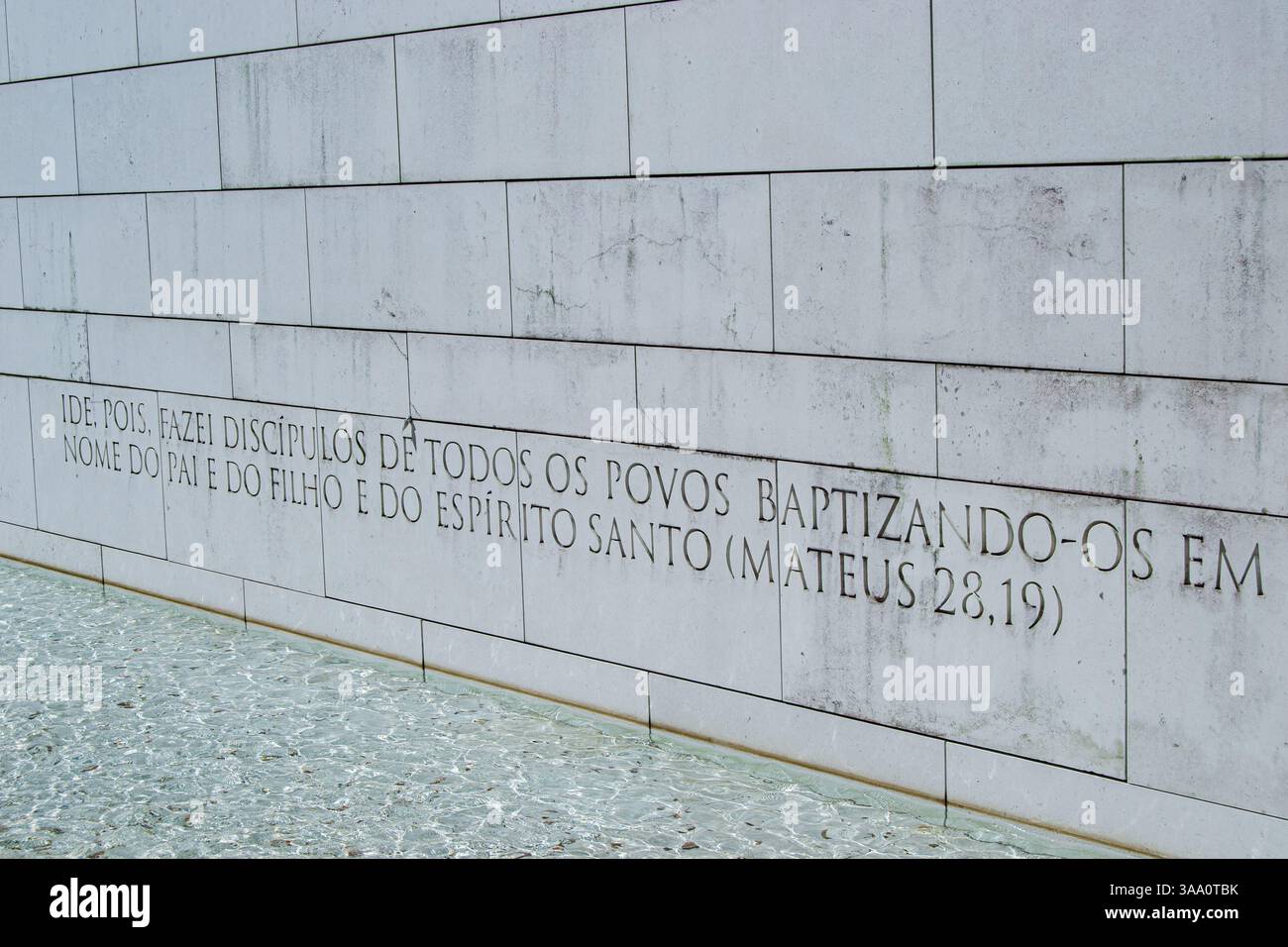 Fatima, Portugal - March 26, 2025: A scripture passage written on a ...