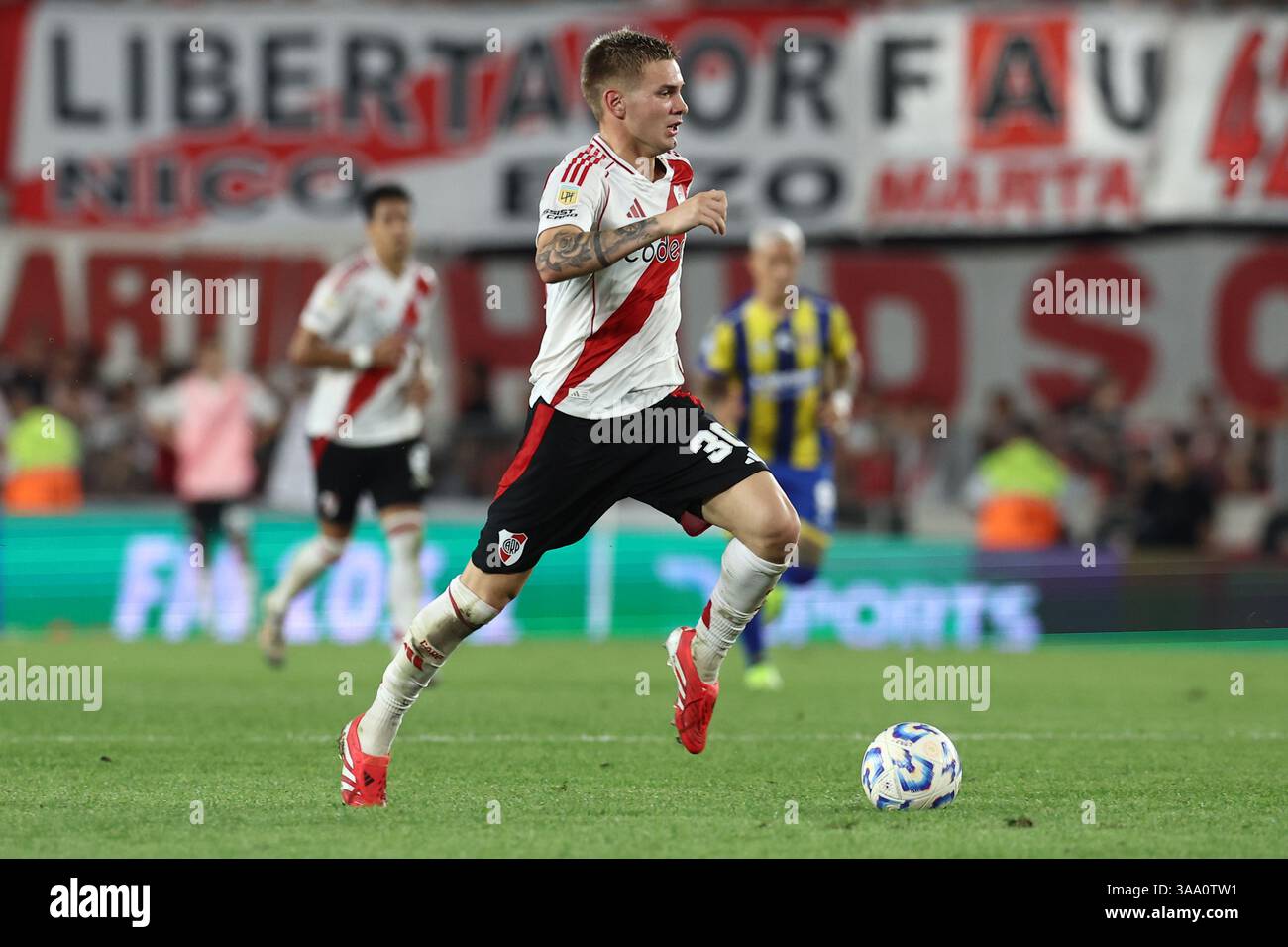 River Plate's midfielder Franco Mastantuono looks on during the 2025 Apertura Tournament of the ...