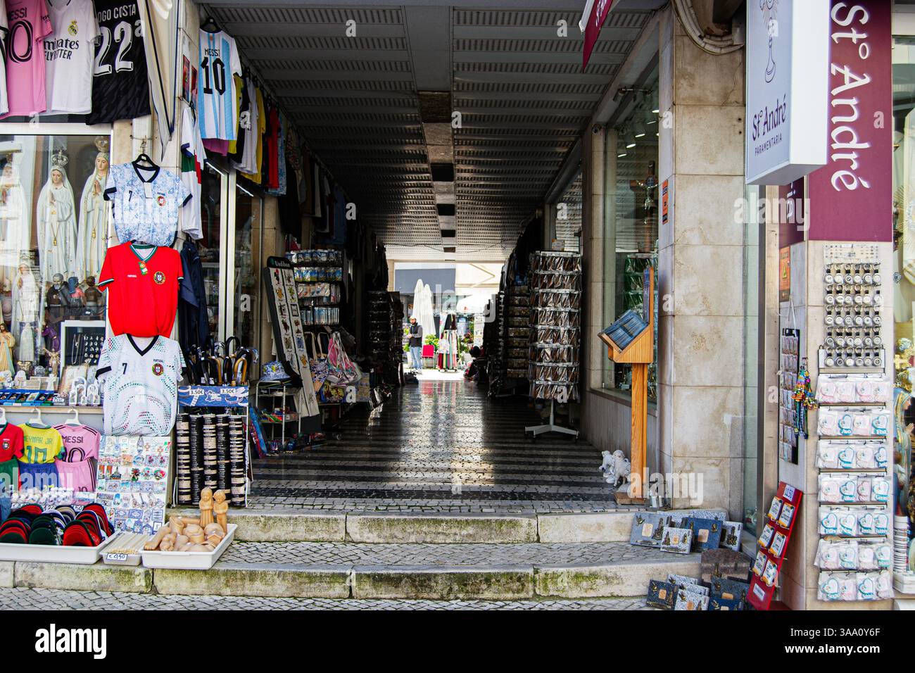 Fatima, Portugal - March 26, 2025: Colorful souvenirs and jerseys ...