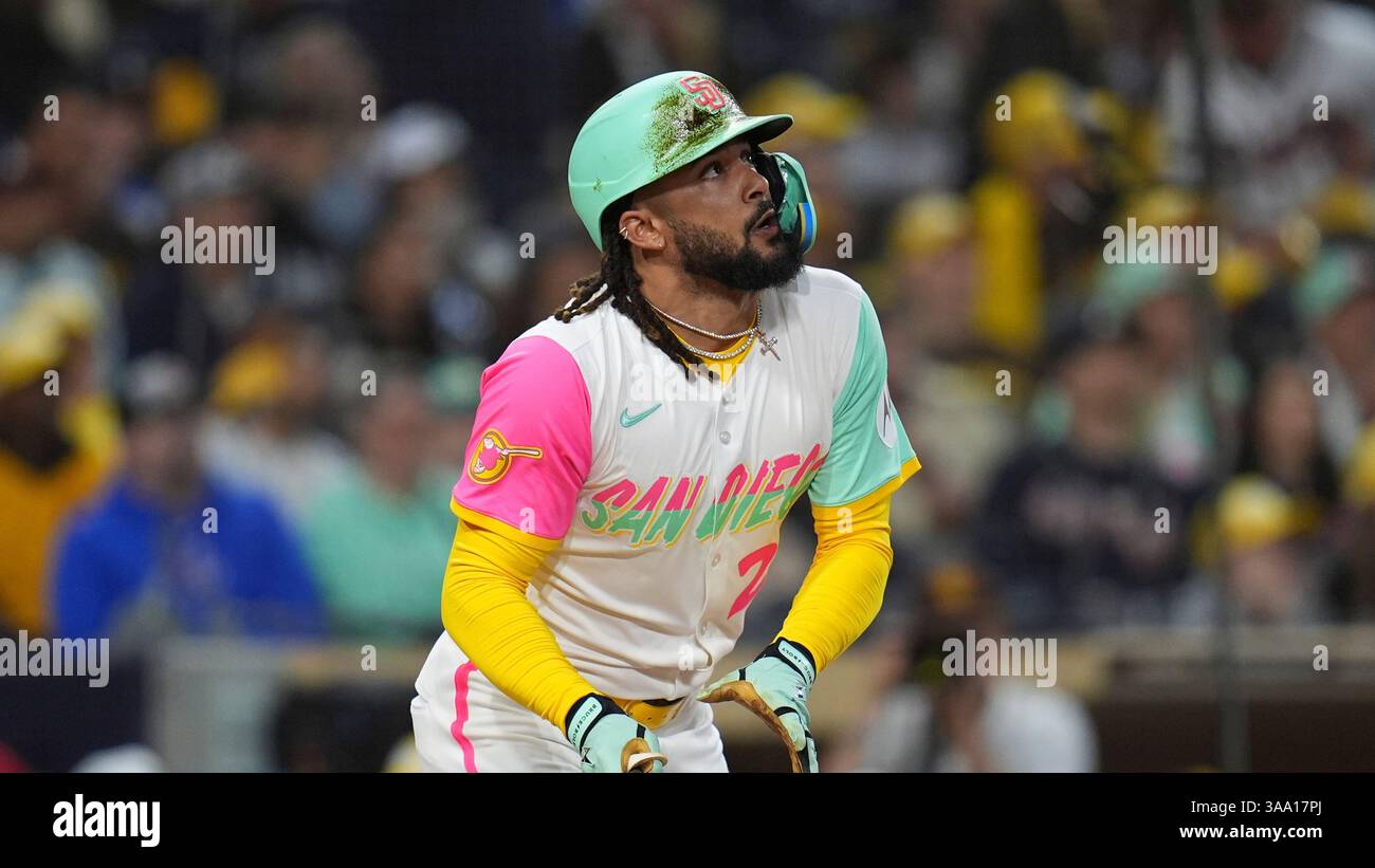 San Diego Padres' Fernando Tatis Jr. batting of a baseball game against ...
