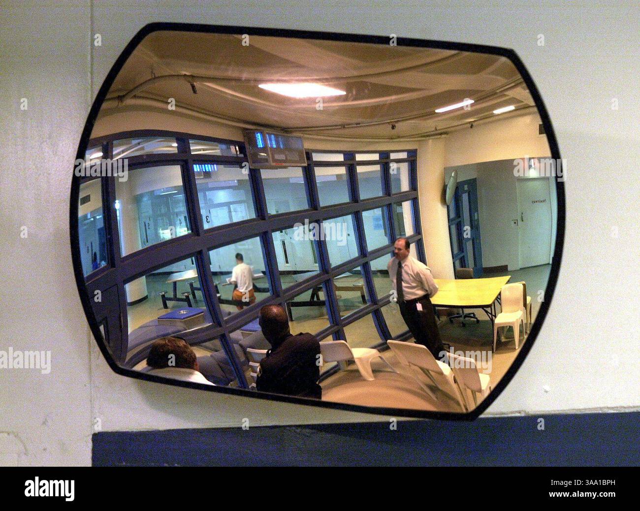 A security mirror reflects an interior area, as The Bee is taken on an ...