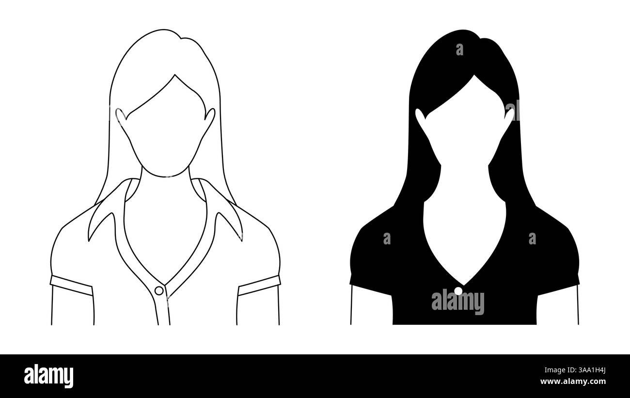 A profile illustration of a woman's silhouette. An outline ...