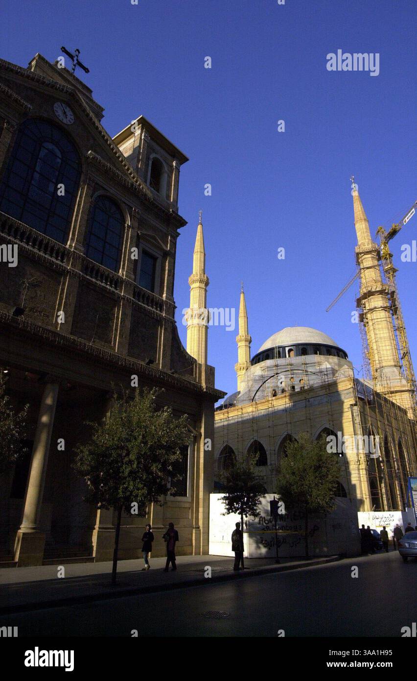 Mar 21, 2006; Beirut, LEBANON; Church and mosque side by side in ...
