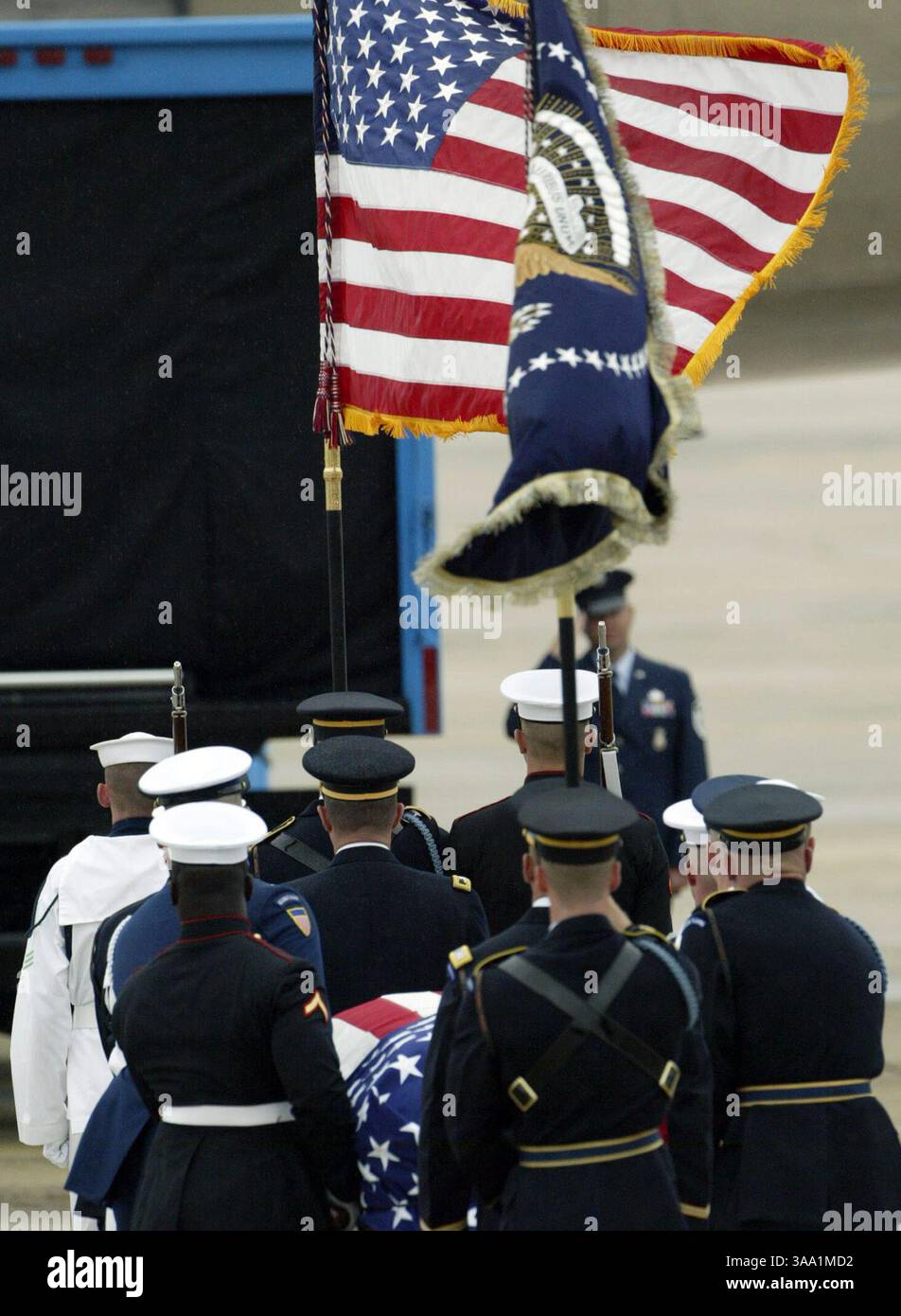 Jun 11, 2004; Andrew's Air Force Base, MD, USA; The casket carrying the ...